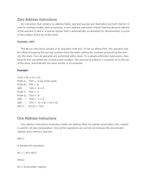 Zero Address Instructions Pdf Central Processing Unit Computer