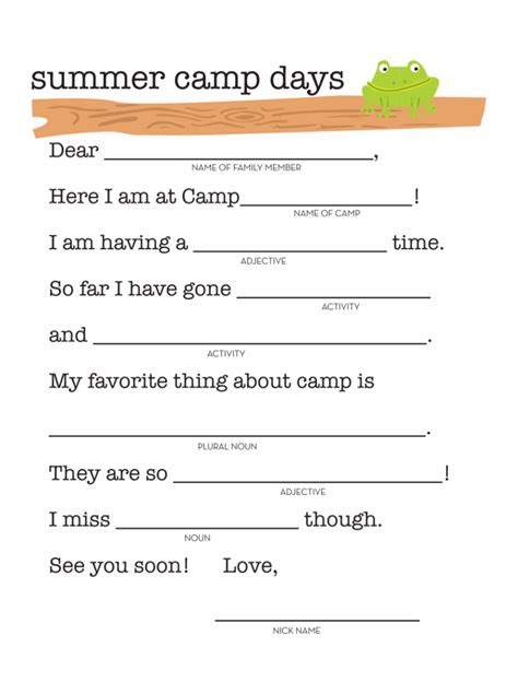 Best Camping Mad Libs Printable Printablee Fillable Form