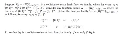 Solved Suppose Hi H S1€ 01 N Is A Collision Resistant
