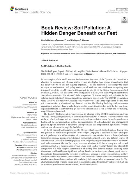 Pdf Book Review Soil Pollution A Hidden Danger Beneath Our Feet