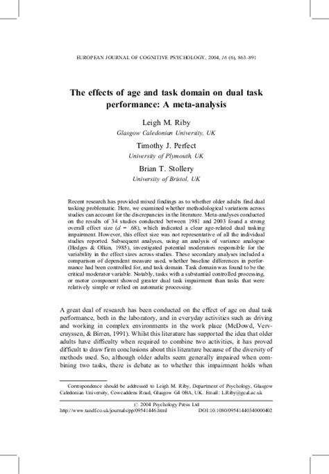 Pdf The Effects Of Age And Task Domain On Dual Task Performance A Meta Analysis