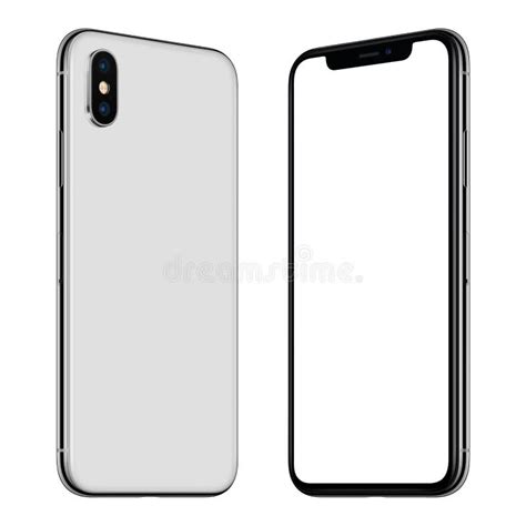 New White Smartphone Similar To Iphone X Mockup Front And Back Sides