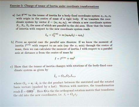 Solved Exercise Change Of Tensor Of Inertia Under Coordinate