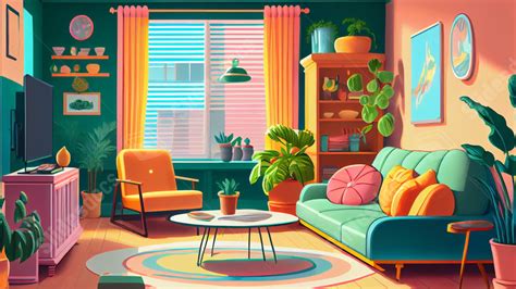 Living Room Color Cartoon Powerpoint Background For Free Download