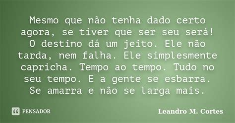 Mesmo Que Não Tenha Dado Certo Agora Leandro M Cortes Pensador