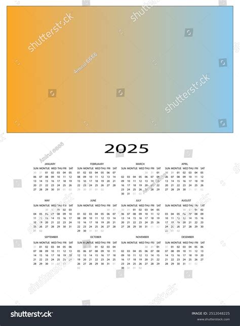 12 Months Calendar Design Free Download Stock Illustration 2512048225