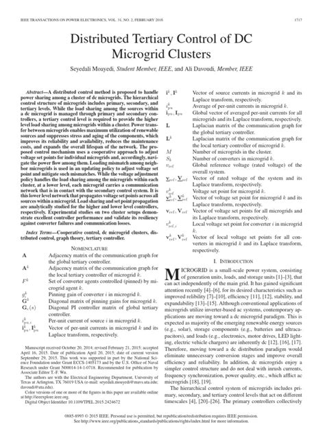 Distributed Tertiary Control Of Dc Microgrid Clusters Pdf Electrical Grid Electricity