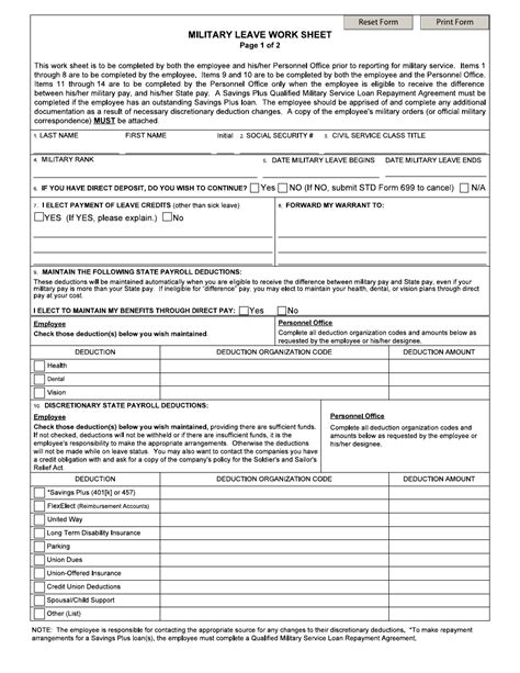 California Military Leave Worksheet Fill Out Sign Online And