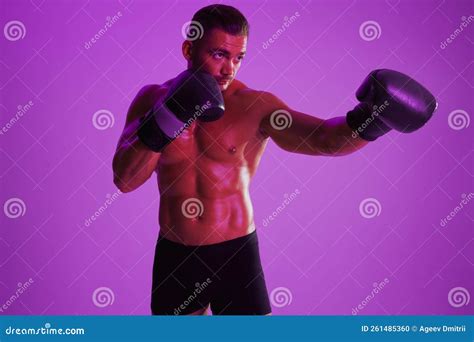 Man Bodybuilder Boxer Muscle Workout With Naked Torso Advertising