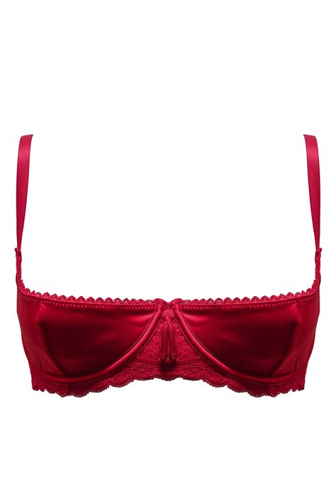 For Your Eyes Only Underwired Quarter Cup Bra In Red Pour Moi Clothing