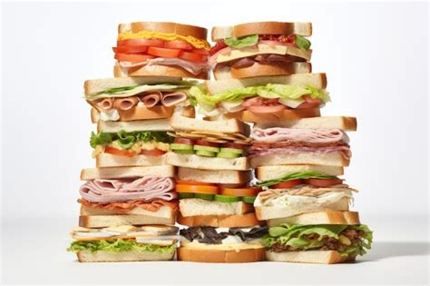 Premium Ai Image Set Of Assorted Sandwiches On White Background