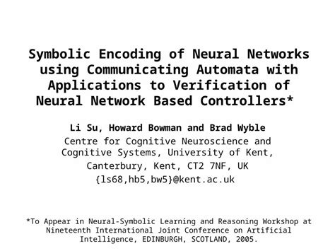 ppt symbolic encoding of neural networks using communicating automata