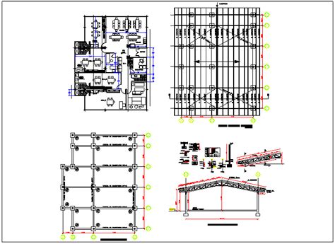 Structural Design With Column Truss View With School Plan Dwg File