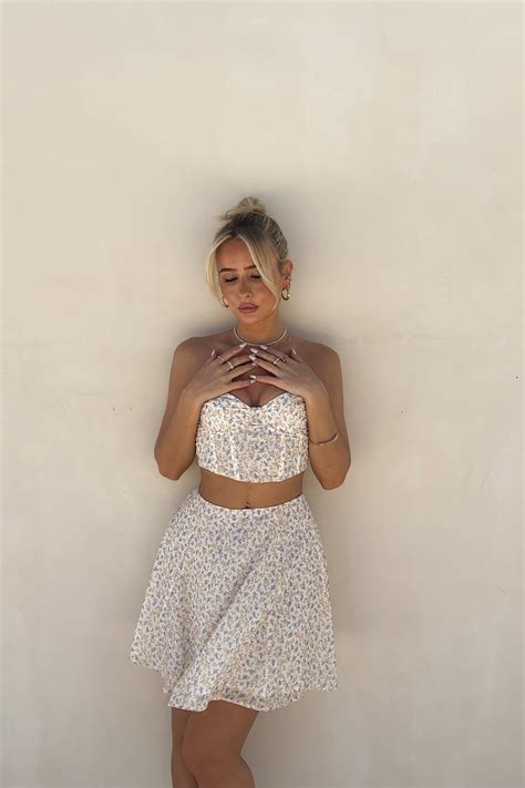 Printed Flowy Mini Skirt Flower Na Kd