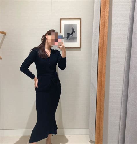 시에 Sie 판교 현대백화점 피팅 후기 🤎 착샷 O 세레나 가디건 스커트 시티 브이넥 사라 실루엣 셔츠 네이버 블로그