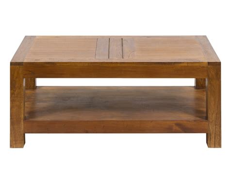 Mesa centro rústica de madera con estante o balda inferior