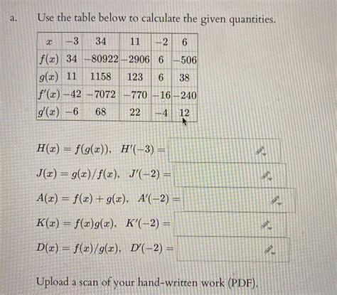 solved a use the table below to calculate the given