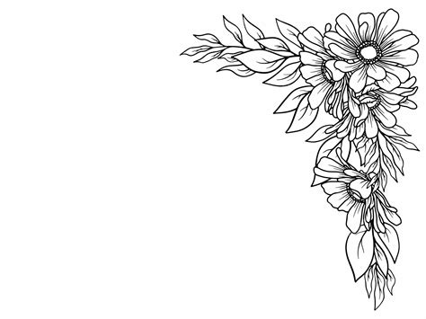 Premium Vector Corner Border Flower Outline Illustration