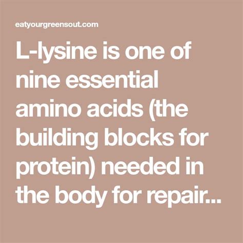 L Lysine A Critical Amino Acid For Strong Hair Eat Your Greens