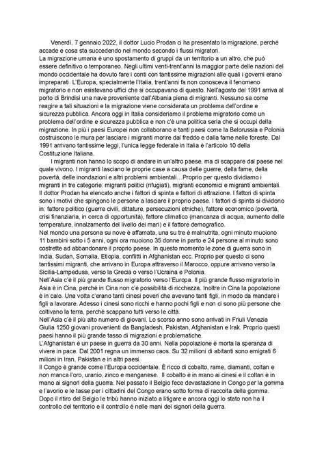 Migrazione Tema Argomentativo Guide Progetti E Ricerche Di