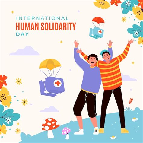 Ilustración Plana Del Día Internacional De La Solidaridad Humana