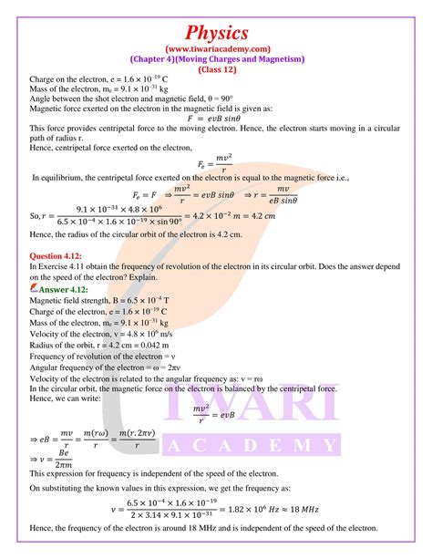 Ncert Solutions For Class 12 Physics Chapter 4 In Hindi And English