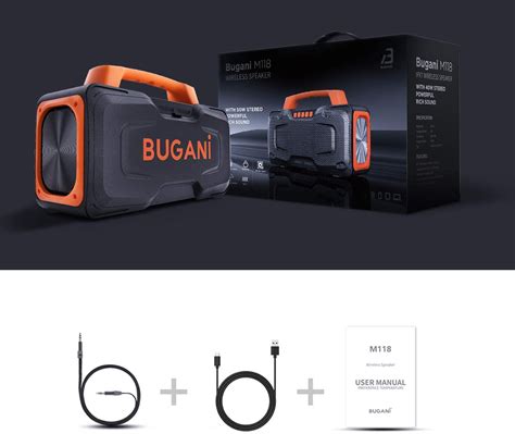 BUGANI M Portable Bluetooth Speakers W Super Power Fast Charging Outdoor Bluetooth