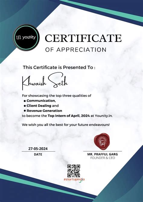 Khwahish Seth On Linkedin Proud To Receive A Certificate Of Appreciation I Am Thrilled And