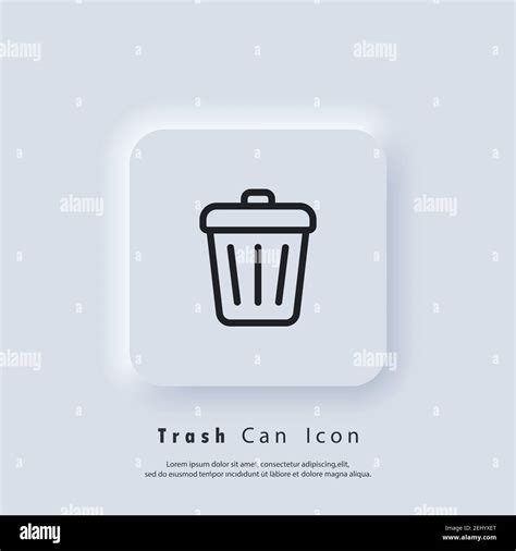 Trash Can Icon Delete Button Rubbish Basket Vector EPS UI Icon Neumorphic UI UX White