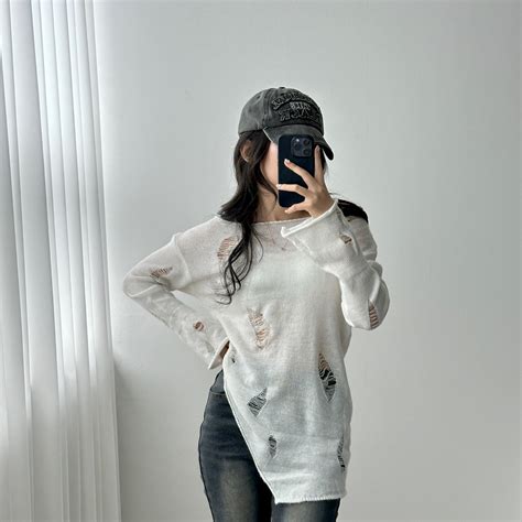 당일🚀 11💕 최저가보장 4color Y2k 빈티지 데미지 언발 니트 사계절 데일리 데이트 트임 오프숄더 원숄더 에이블리