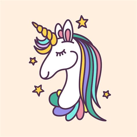 Premium Vector Unicorn Face Doodle Drawing Vector Illustration