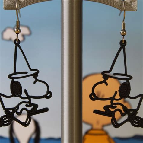 Snoopy Wizard 3d Printed Earrings