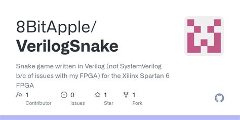 GitHub 8BitApple VerilogSnake Snake Game Written In Verilog Not SystemVerilog B C Of Issues