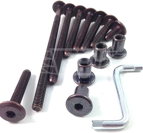 10 X 60mm Bronze Furniture Bolts Complete With 15mm Bronze Connector Nut And Allen Key Bed Cot