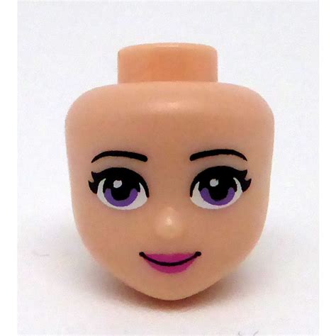 LEGO Light Flesh Minidoll Head With Purple Eyes Dark Pink Lips And Closed Mouth
