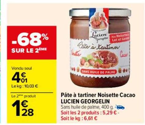 Offre Pâte à Tartiner Bio Noisette Cacao Sans Huile De Palme Lucien