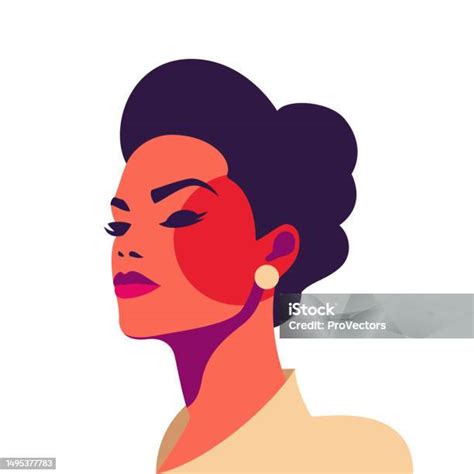 패션 아름 다운 젊은 여자 자신감 있는 얼굴 팝 아트 컬러 아바타 벡터 플랫 일러스트레이션 경기 조추첨에 대한 스톡 벡터 아트
