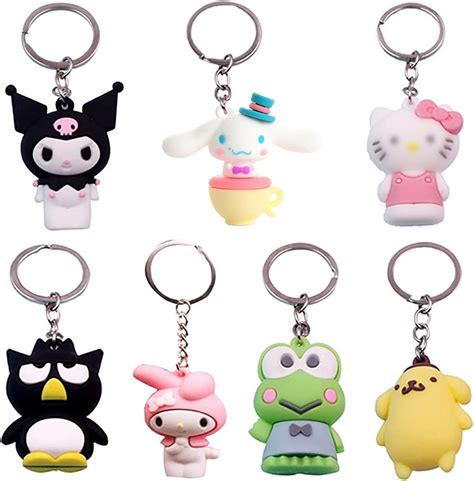 Yunhazit 7 Pcs Cute Anime Keychain Kawaii Toys Anime