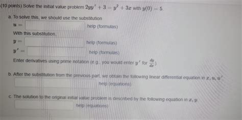 Solved 10 Points Solve The Initial Value Problem