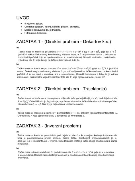 Dinamika Vježbe 1 Pdf