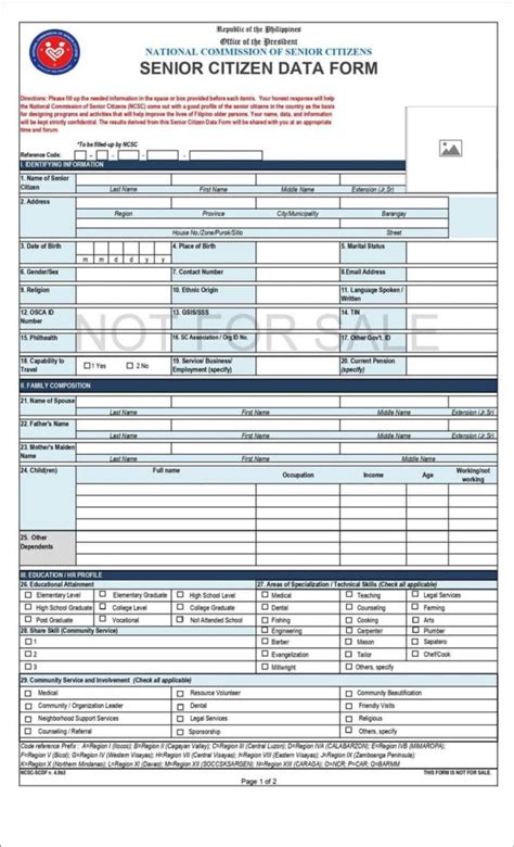 Download Ncsc Data Form Pdf For Senior Citizens Dswd Program