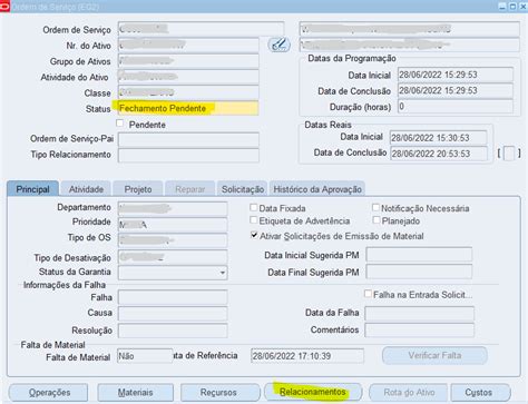 Erro Ao Clicar No Botão Relacionamento De Uma Ordem De Serviço Eam — Oracle Mosc