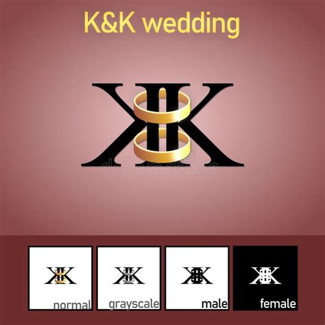 K And K Letter With Wedding Ring Logo Vector Stock Vector