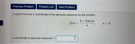 Solved 1 Point Find The X Coordinate Of The Absolute