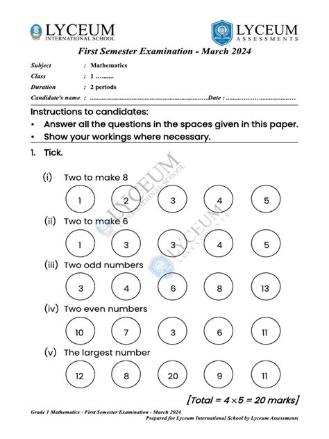 Grade 1 Mathematics Pdf