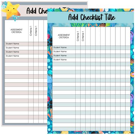 Class Checklist Ocean Wonderland Top Teacher