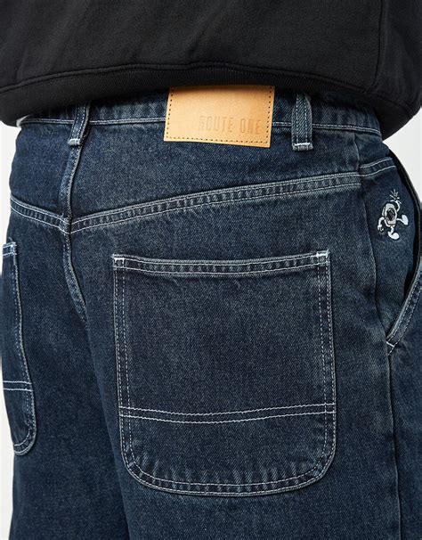 Route One Super Baggy Denim Jeans Dark Wash