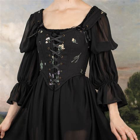 Black Wildflower Corset Top Renaissance Faire Corset French Meadows