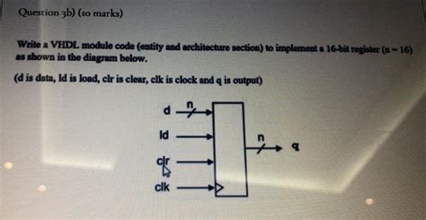 Solved Question 3b 10 Marks Write A Vhdl Module Code