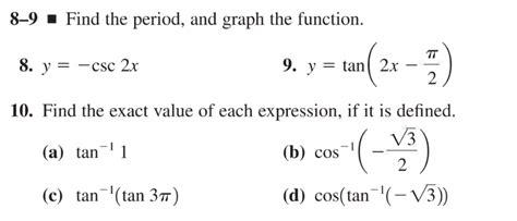 Solved 8 9 Find The Period And Graph The Function 8 Chegg Com